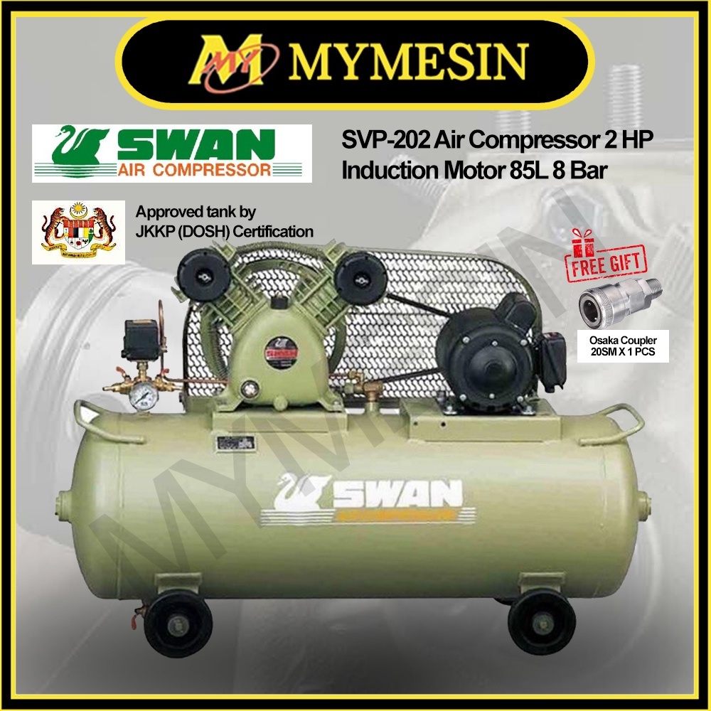MY SWAN SVP-202 Air Compressor Heavy Duty 85L 2HP 8 Bar F.O.C 1 PCS ...
