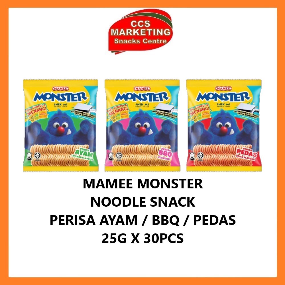 CCS Mamee Monster Noodle Snack Perisa Ayam / Bbq / Pedas ( 25g x 30pcs ...