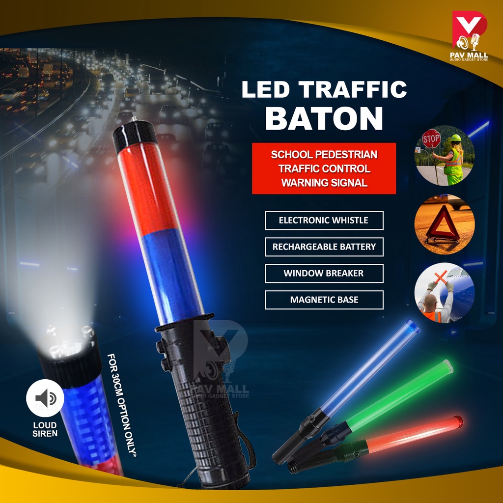 Traffic LED Baton Light Rechargeable Flashing Emergency Rescure Road ...