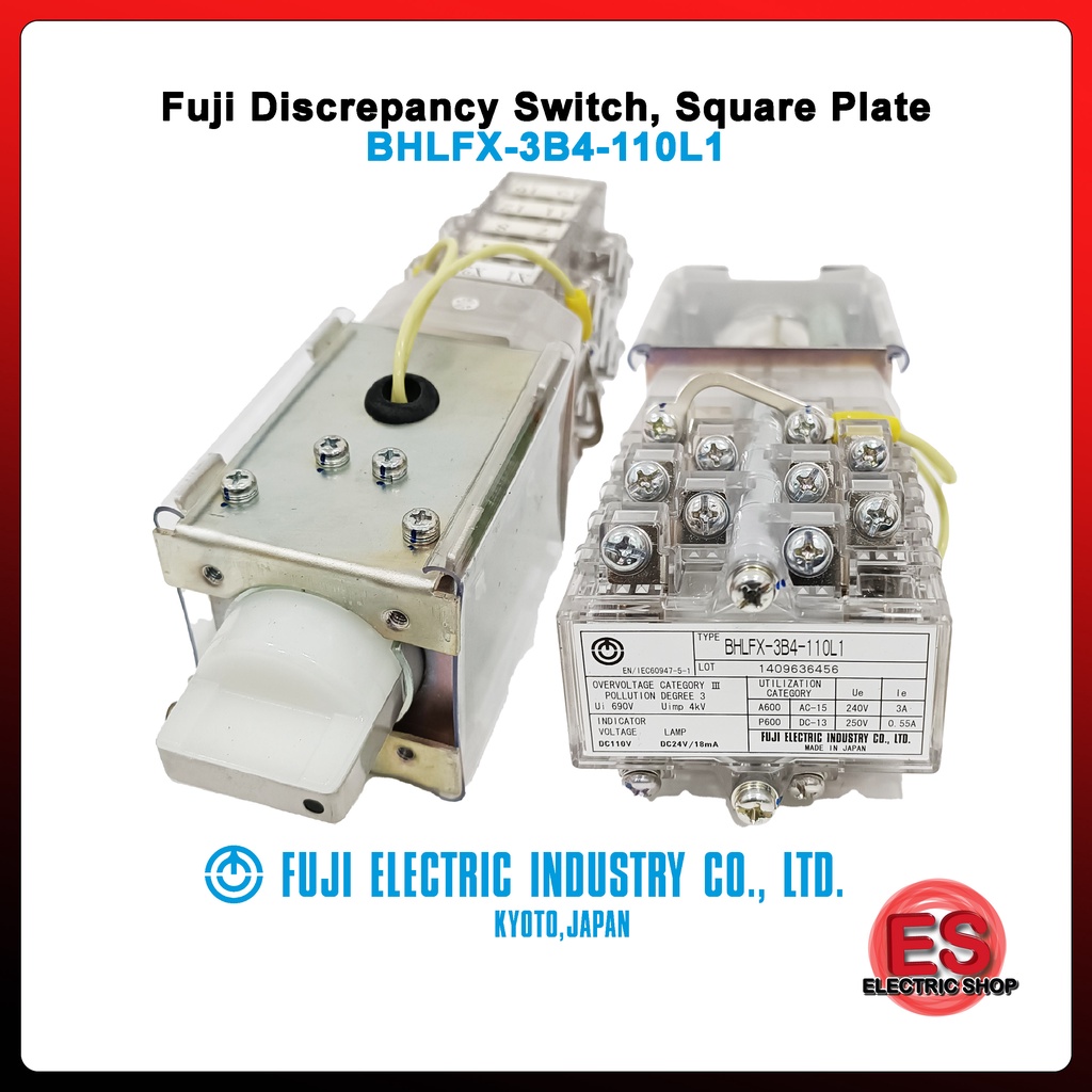Fuji Discrepancy Sw,square PlateVolt:110VDC,4 Poles,LED,white handler ...