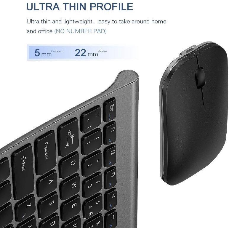 seenda Wireless Keyboard Mouse Set, 2.4 GHz Ultra-Thin Wireless ...