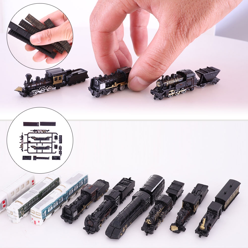 9pcs/Set Mini Train Model High-Speed Rail Nostalgic Steam Simulation ...