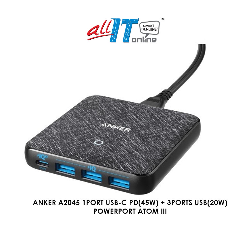 Anker A2045 1port USB-C PD(45W) + 3ports USB(20W) PowerPort Atom III ...