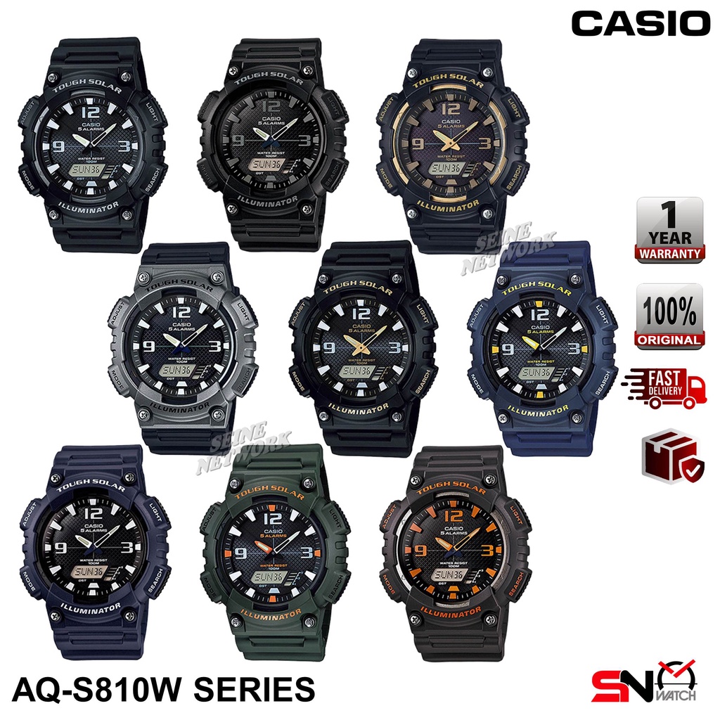 Casio AQ-S810W Tough Solar Analog Digital Resin Band Men Sports Watch Jam Tangan Lelaki | Shopee ...