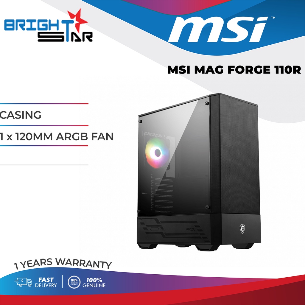 PC CASE MSI MAG FORGE 110R / ATX / 1 x 120MM ARGB FAN / 1Y WARRANTY ...