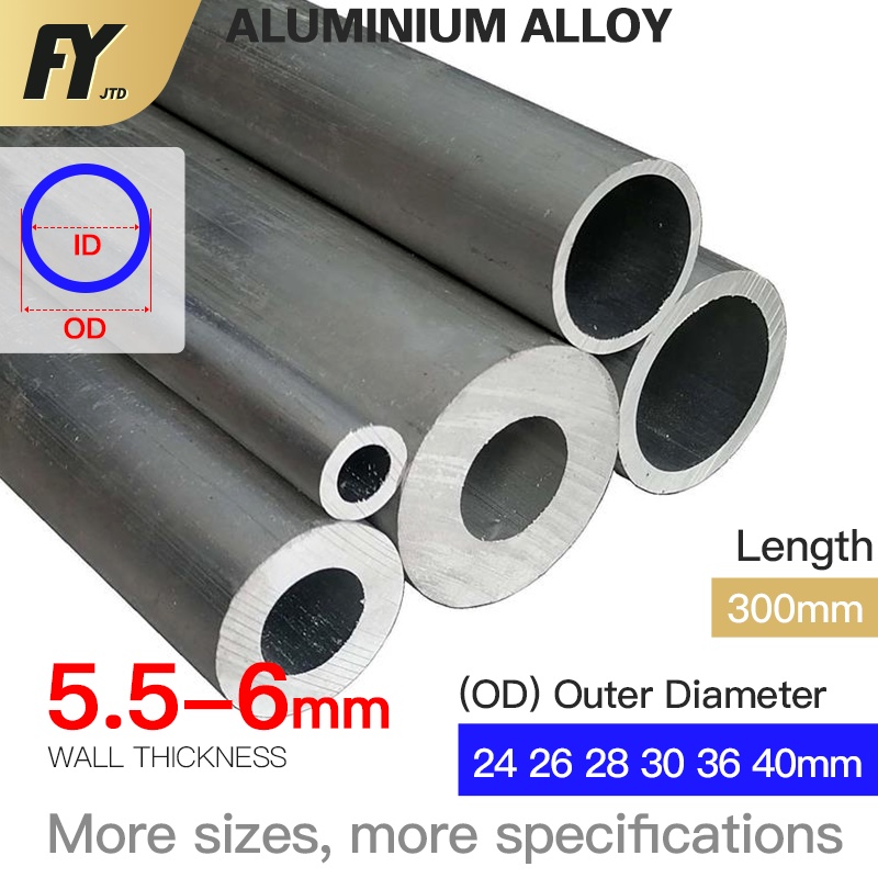 FUYI Aluminum tube 5.5mm 5-6mm wall thickness straight 300mm 500mm long ...