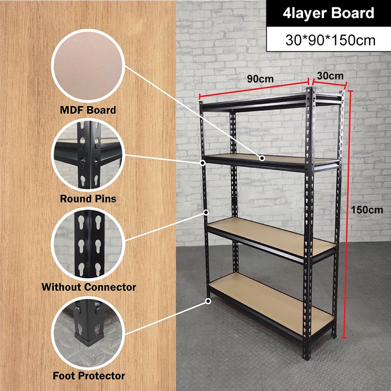 3/4/5 Tier Heavy Duty Rack Rak Besi Bertingkat Metal Adjustable ...