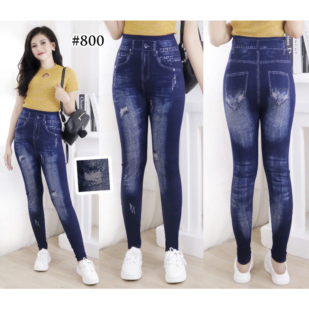 Womens Highwaist Jeans Leggings Ripped Jeans Leging Girls Denim Lejing Shopee Malaysia