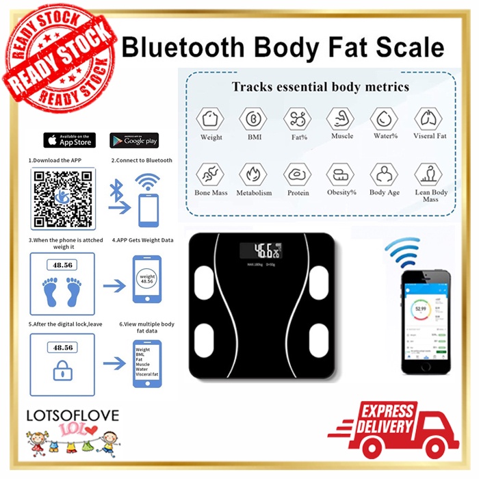 LOL Body Fat Scale Bluetooth Smart 12-In-1 Digital Weight Loss Weighing ...