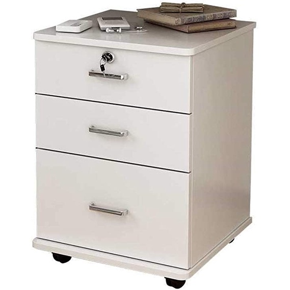 3 Tier File Cabinet With Wheel Moving Drawer Cupboards Beveled Storage ...
