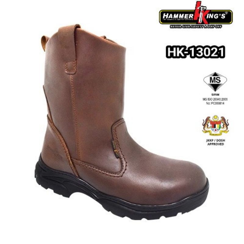 Original 100% High Cut Genuine Leather Hammer King Safety Shoes HK ...