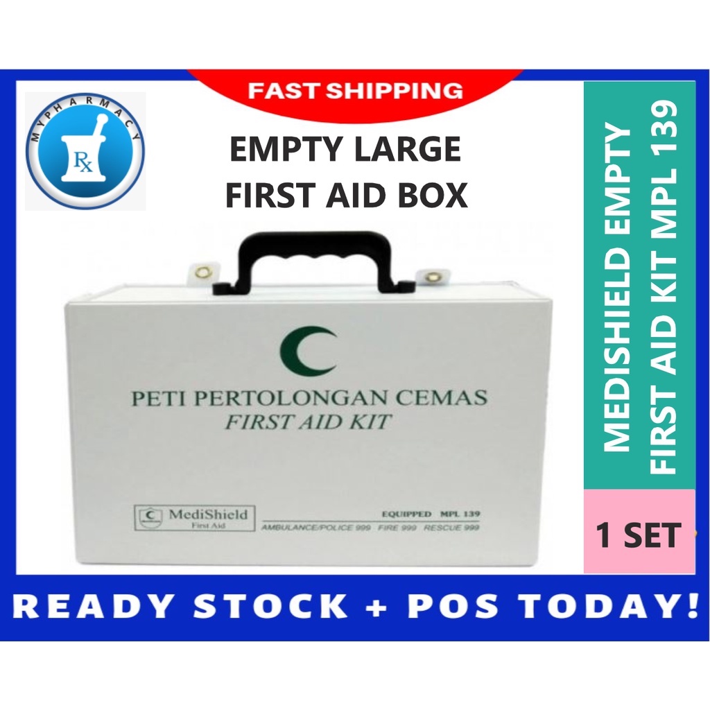 MEDISHIELD EMPTY FIRST AID BOX LARGE MPL 139 PETI PERTOLONGAN KECEMASAN ...
