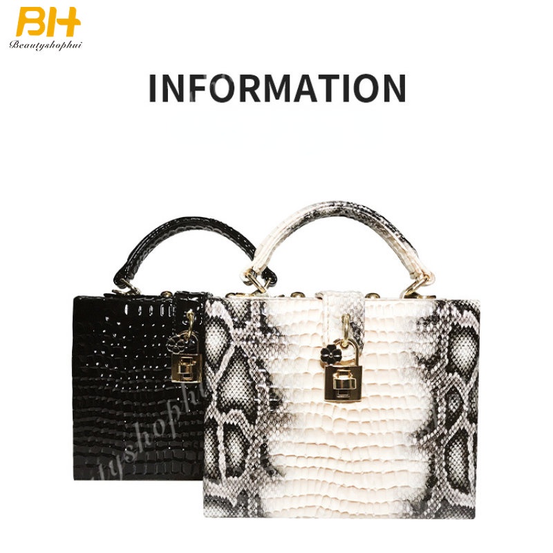 Women's Concave-Convex Python Print Leather Bag Box Handbag | Shopee ...
