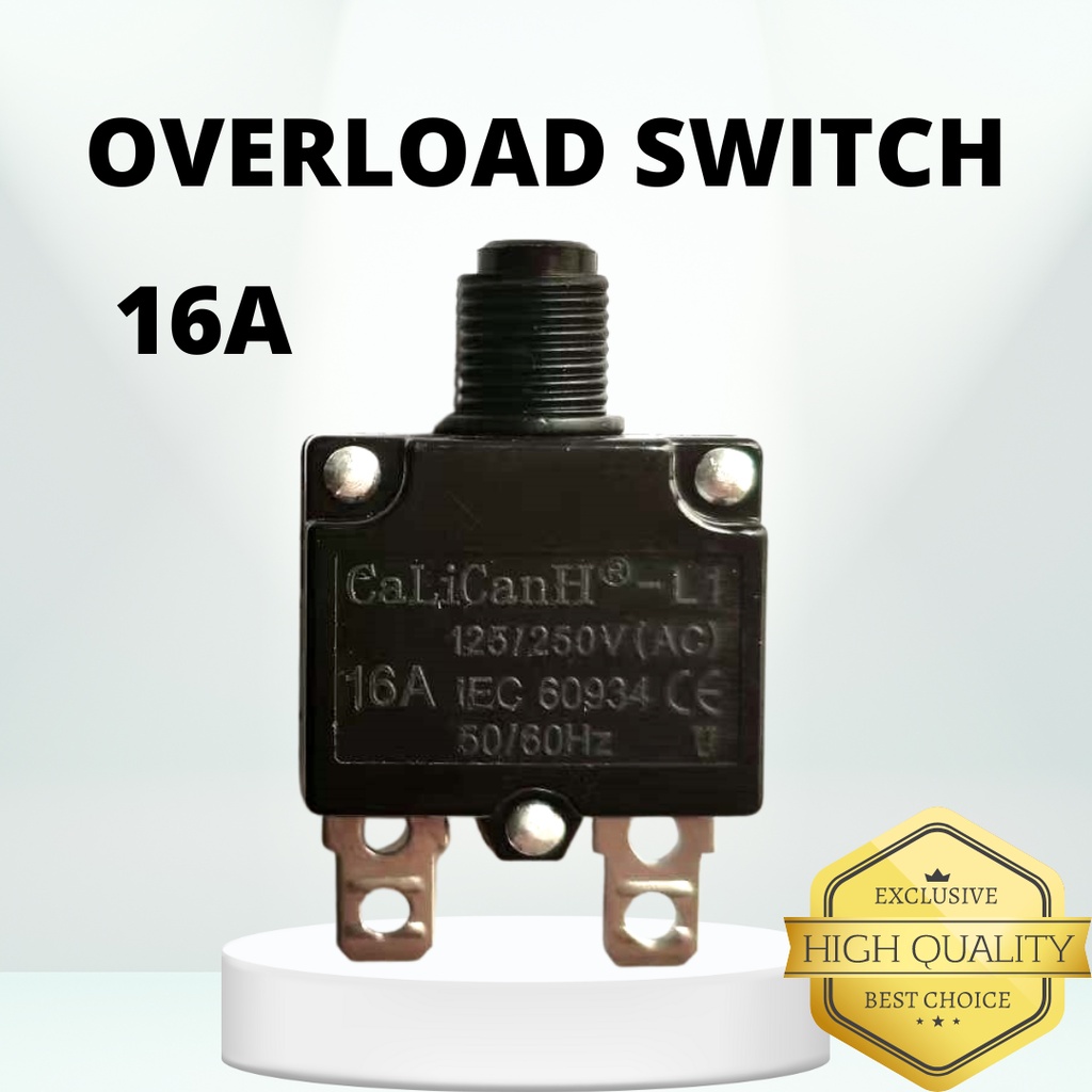 1 PC 16A Circuit Breaker Overload Protector Compressor Push Button ...