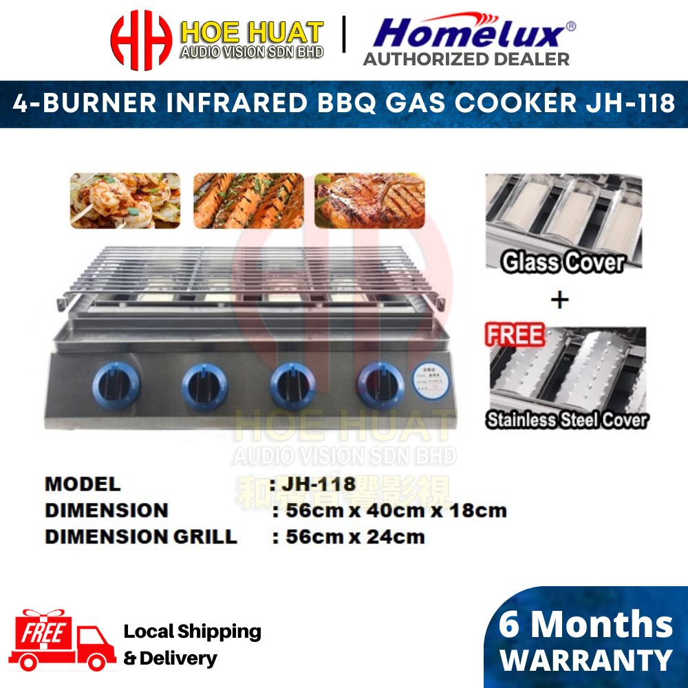 Homelux 4-burner JH-118 JH-118G Commercial Smokeless Infrared BBQ Grill ...