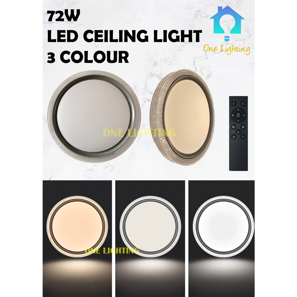 LED Ceiling Light With Remote Control 50cm 72W 3 Colours Dimmable LED ...