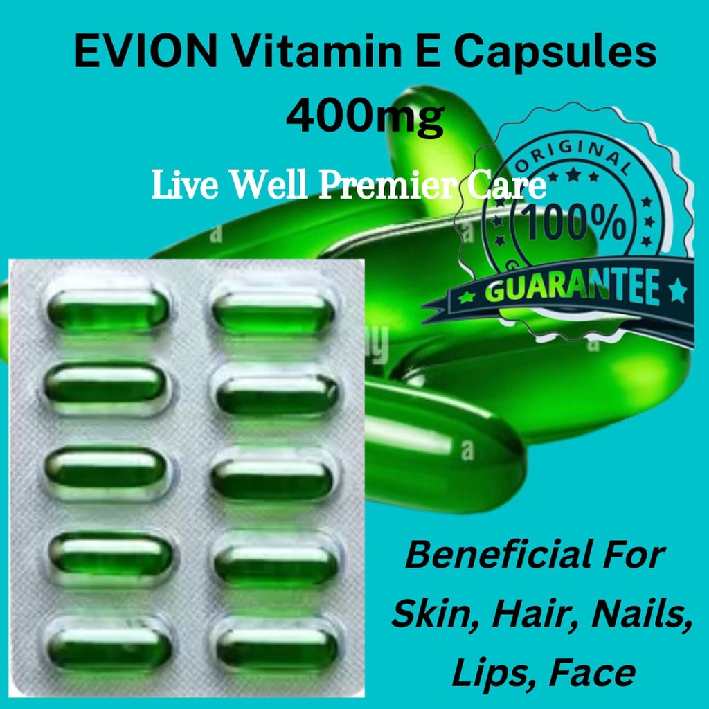 Evion Vitamin E Oil 400mg - 10 Capsule - LIMITED TIME OFFER - For ...