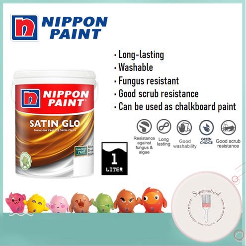Nippon Satin Glo Acrylic Based Paint 1L | Interior Paint | Smooth Mid ...