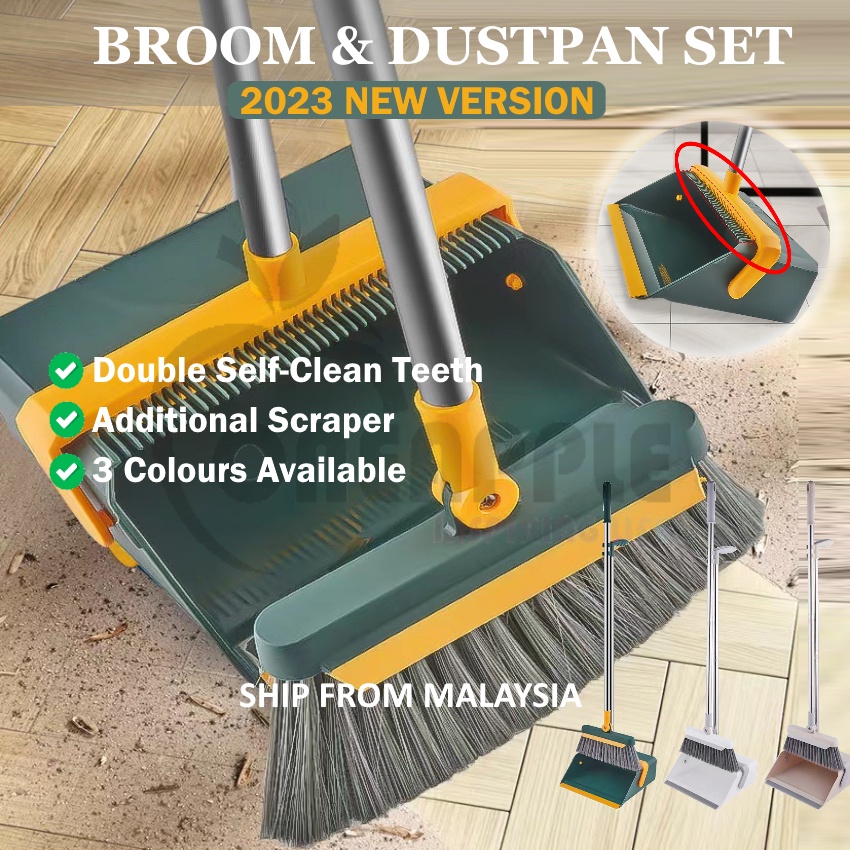[2023 LATEST VERSION] 2 in 1 Foldable Broom Dustpan Set Broom Set Water ...