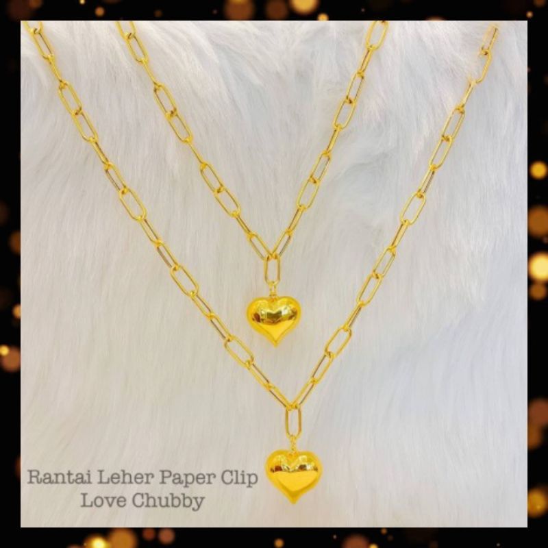 Rantai Leher Emas Paperclip Love Gemuk 22k/916 | Shopee Malaysia