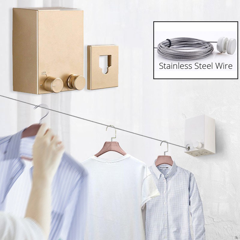 Retractable Clothesline Clothes Hanger Stainless Steel String Dryer ...