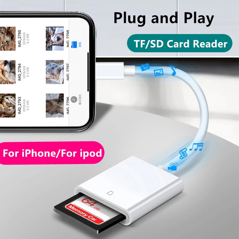 SD OTG Card Reader interface Memory Cards Use No APP Need for iPhone ...