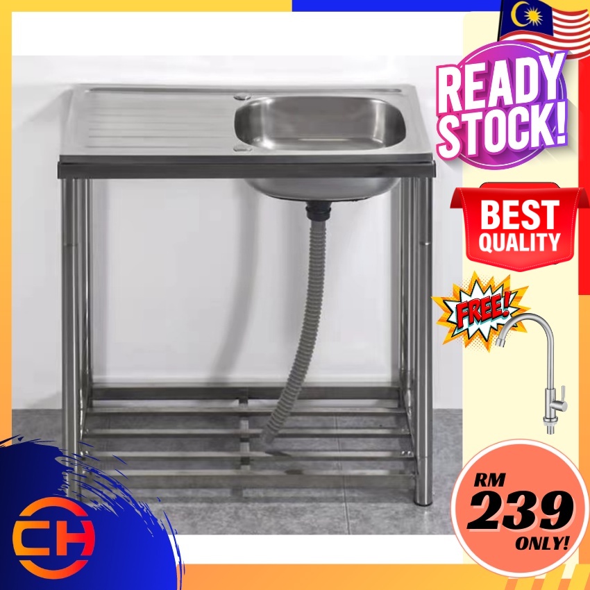 Stainless Steel Single Kitchen Sink With Stand Rak Sinki Singki Dapur ...