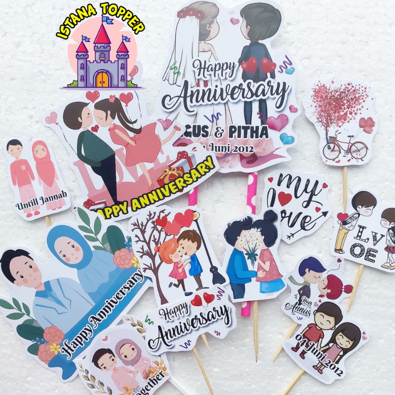 Standart / CUSTOM Cake Topper Anniversary Theme / Anniversary Hijab ...