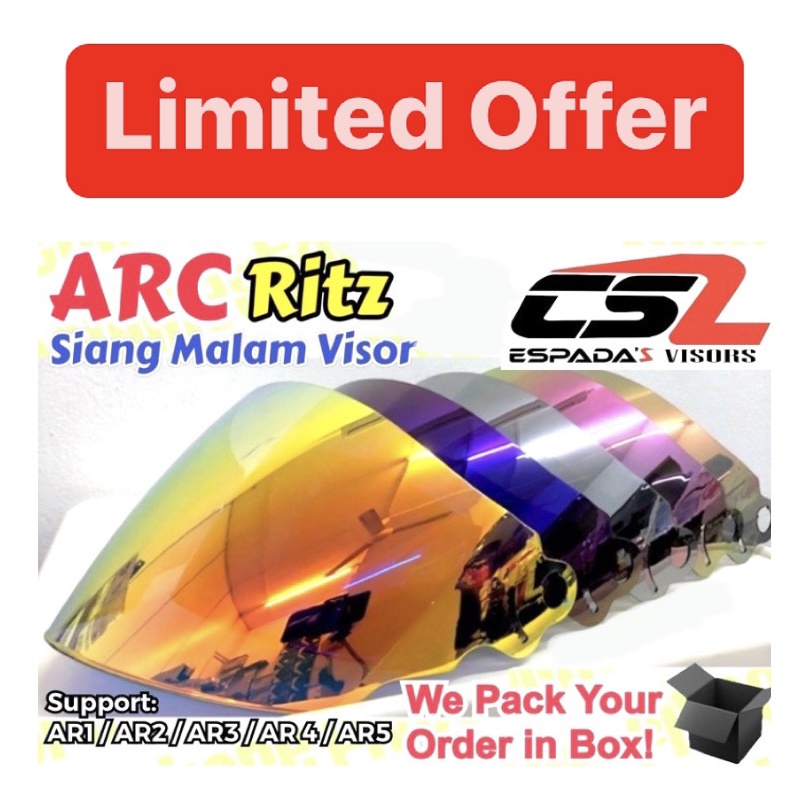 ARC Ritz Siang Malam Helmet Visor Original Espada CS2 Crystal Gold ...