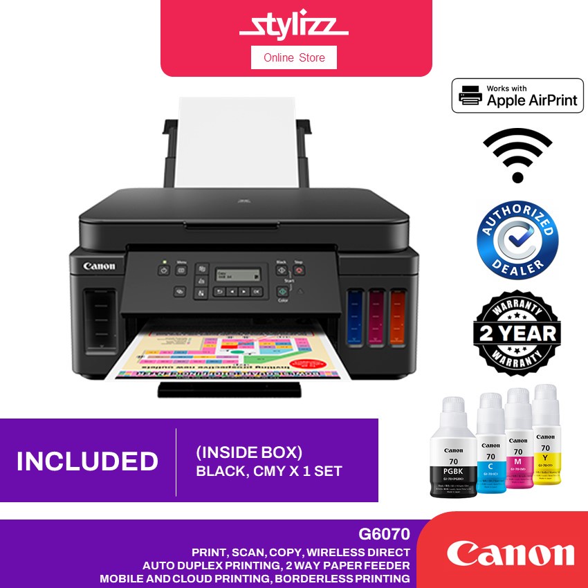 CANON PIXMA G6070 REFILLABLE INK TANK WIRELESS PRINTER - PRINT SCAN ...