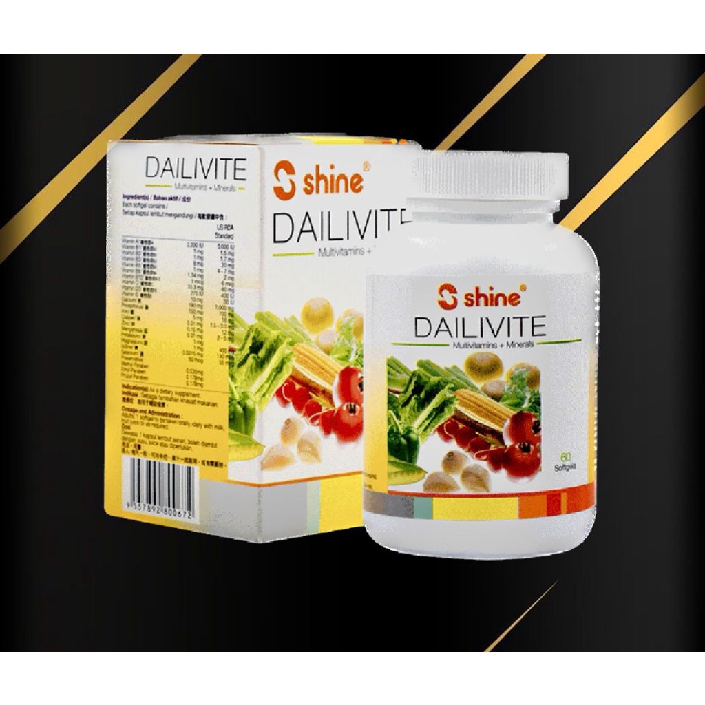 SHINE DAILIVITE MULTIVITAMINS+MINERAL (60SOFTGELS) | Shopee Malaysia