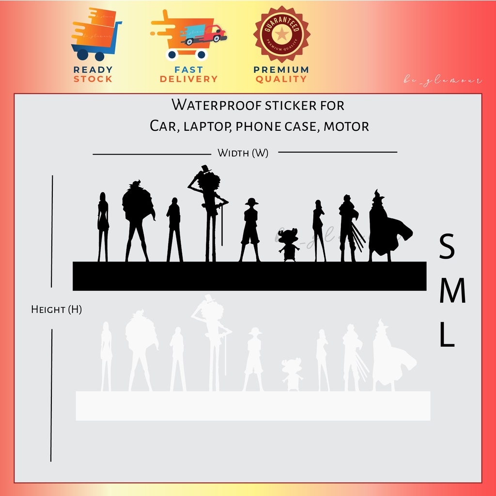 [D1] One Piece Car Sticker Stiker Mugiwara Strawhat zoro sanji luffy ...