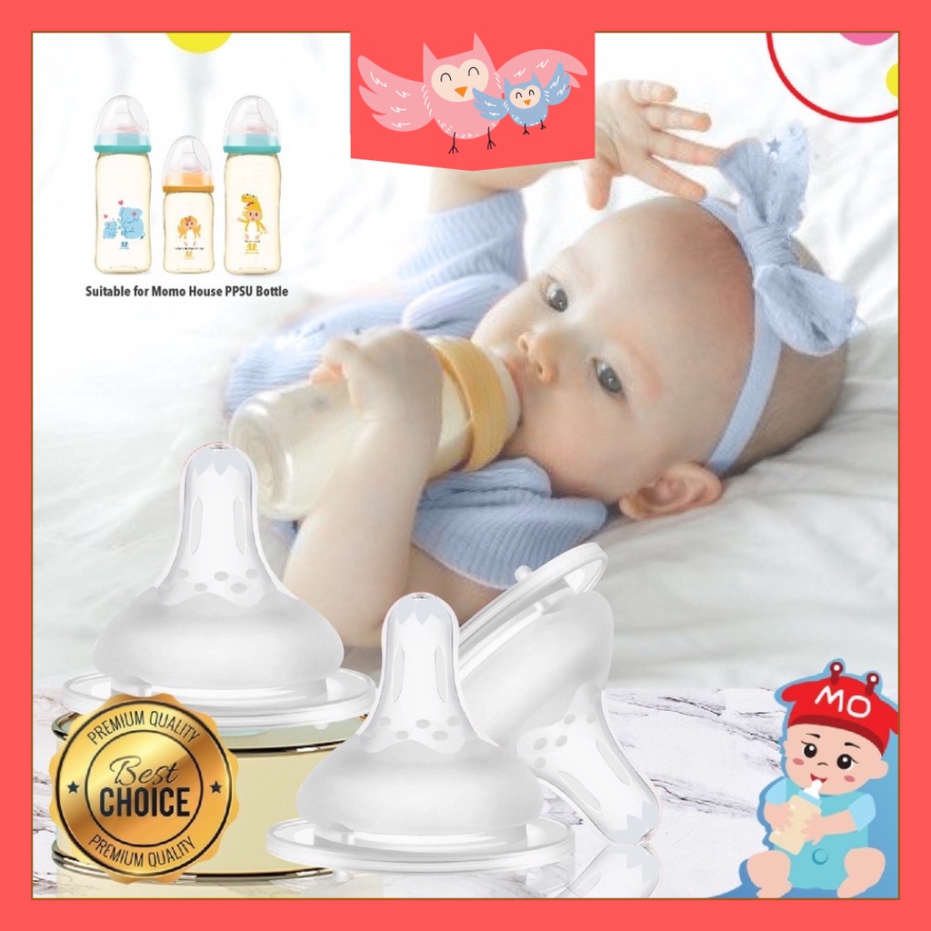 Susu Puting Lebar Premium Momo House PPSU Bottle Teat Puting Teat Wide Neck Bottle (Anti Colic ...