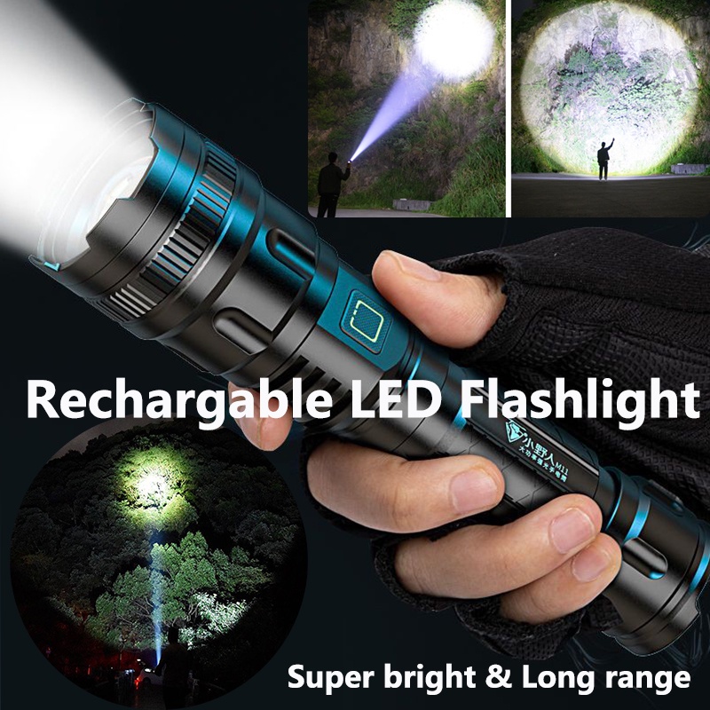 Flashlight Rechargable Torch Light Super Bright LED XPE T8 High Lumen ...