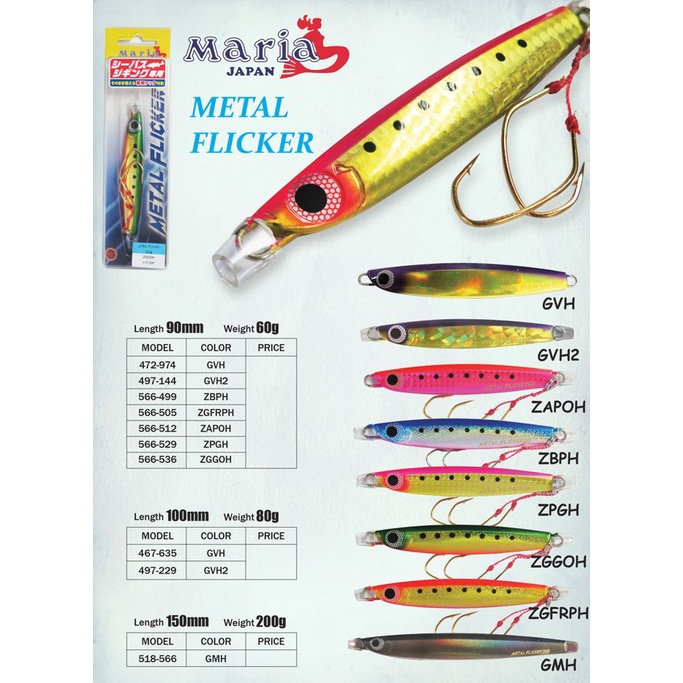 MARIA fishing lure METAL FLICKER 90mm/100mm Metal Lure Jig Series ...