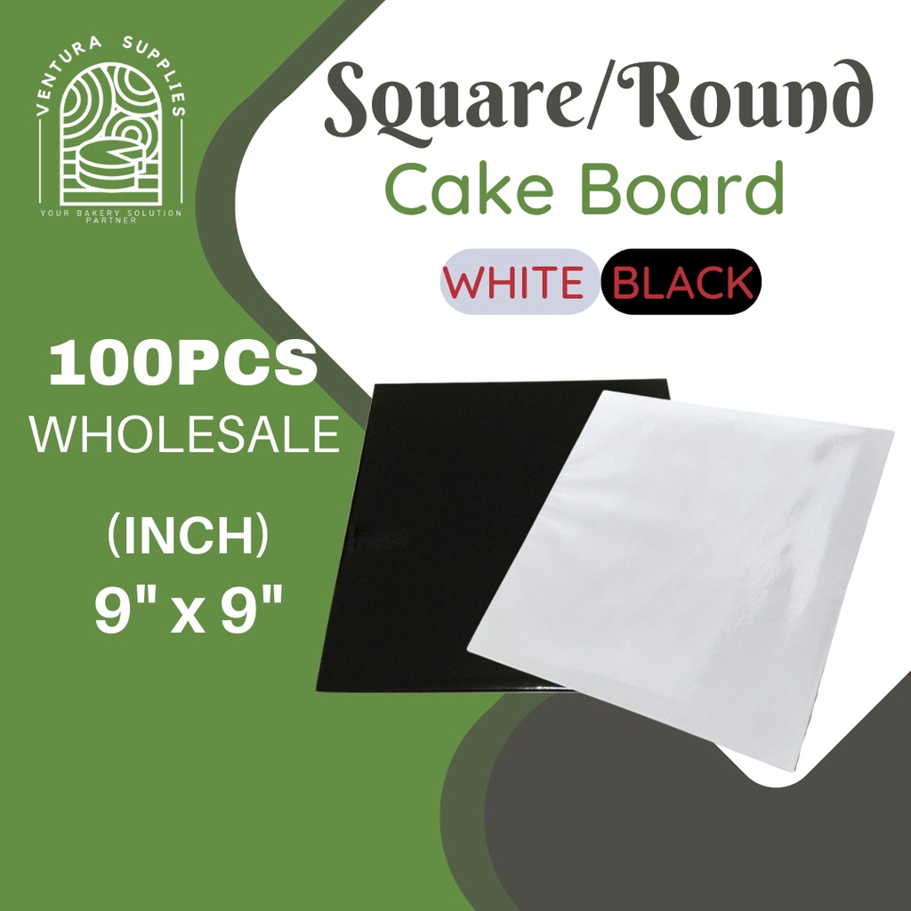 (WHOLESALE) 9 INCH SQUARE ROUND Cake Board / Papan Kek PETAK BULAT ...