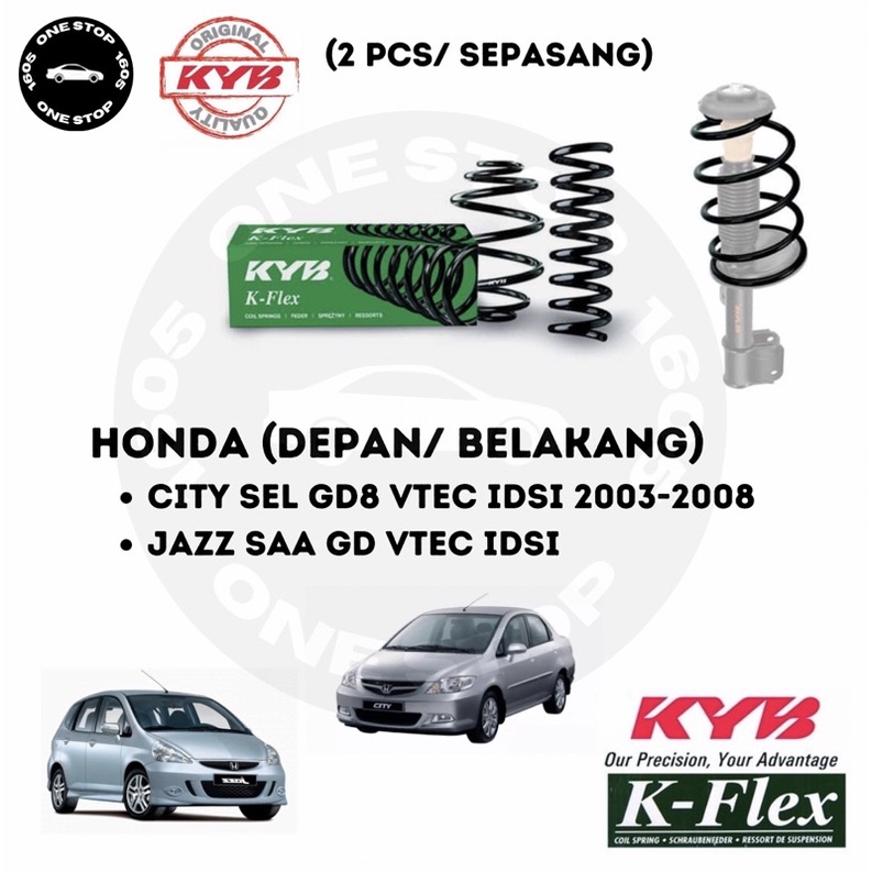 HONDA CITY SEL GD8 2003-2008 JAZZ SAA GD VTEC IDSI DEPAN/ BELAKANG KYB KAYABA KFLEX COIL SPRING ...