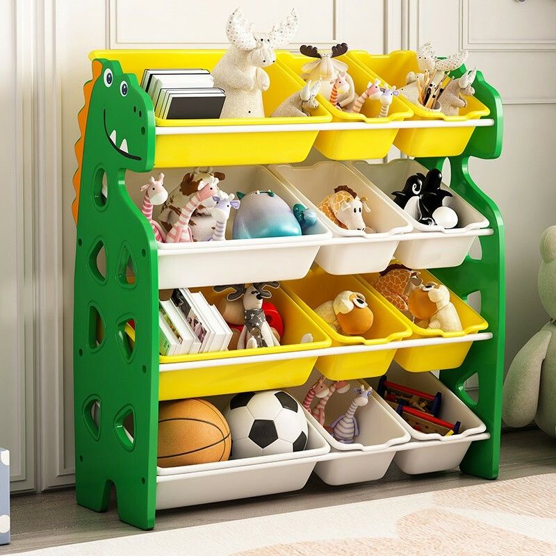 🇲🇾 Dinosaur Design Children Toy Cabinet 4-Tier Toy Storage Rack (4 Big ...