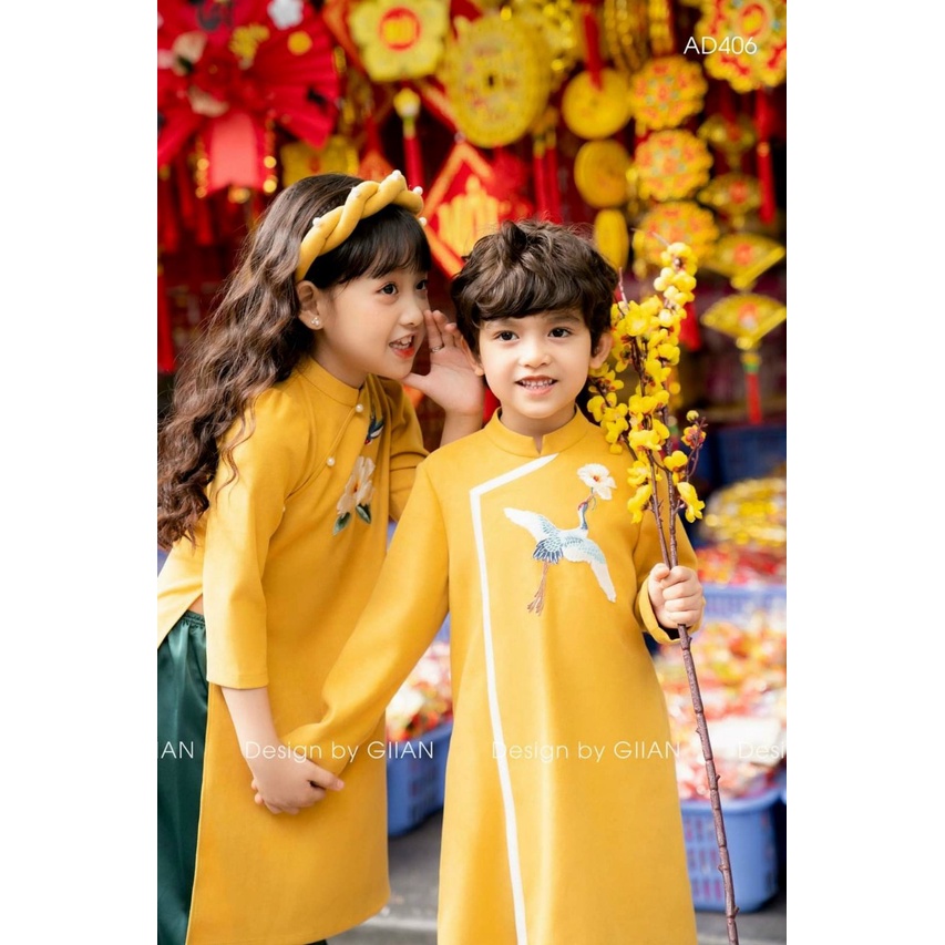 Innovative ao dai for boys and girls high quality Korean cross-woven ...