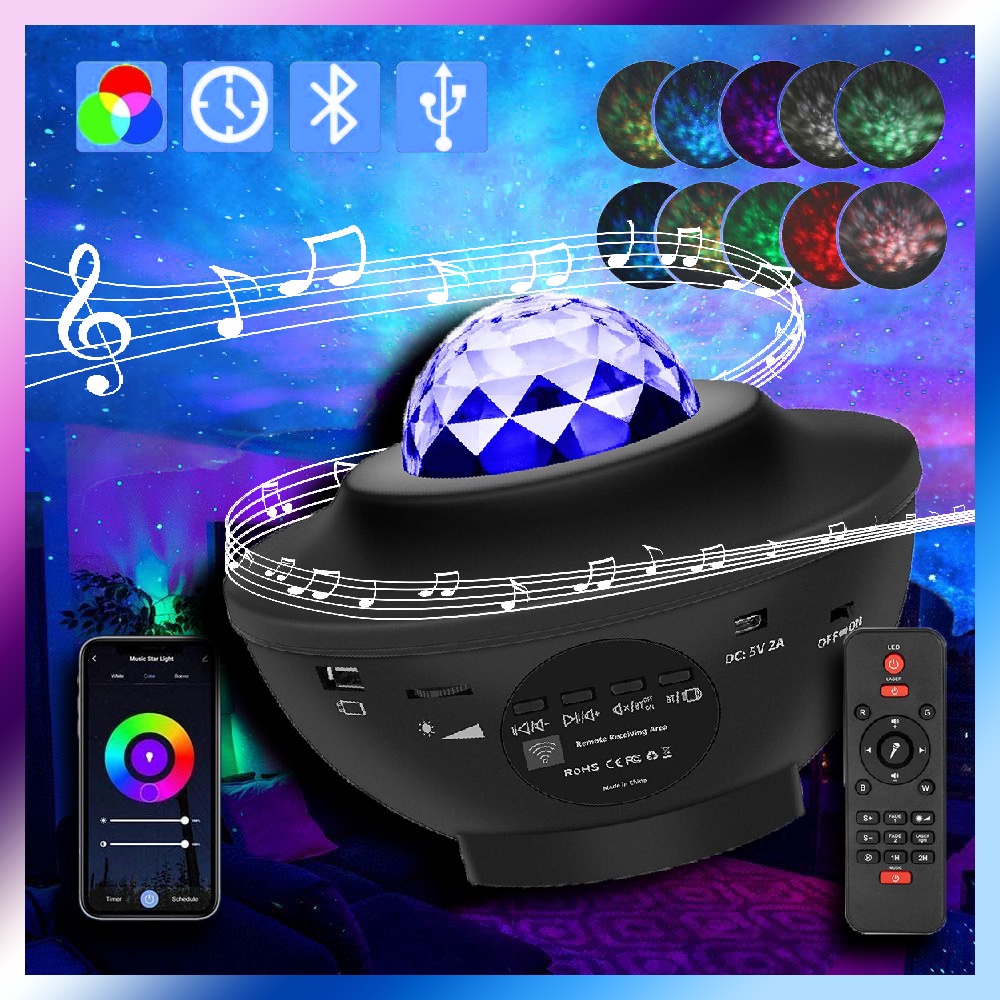 Colorful LED Galaxy Music Projector Lamp With Bluetooth Music Speaker ...