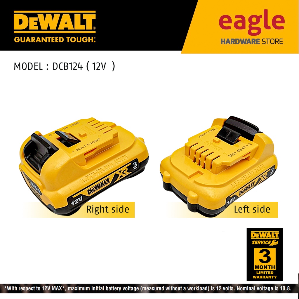 Dewalt DCB124-XJ 12V 3.0 Ah Li-ion Battery Pack, Power Indicator, 1pc ...