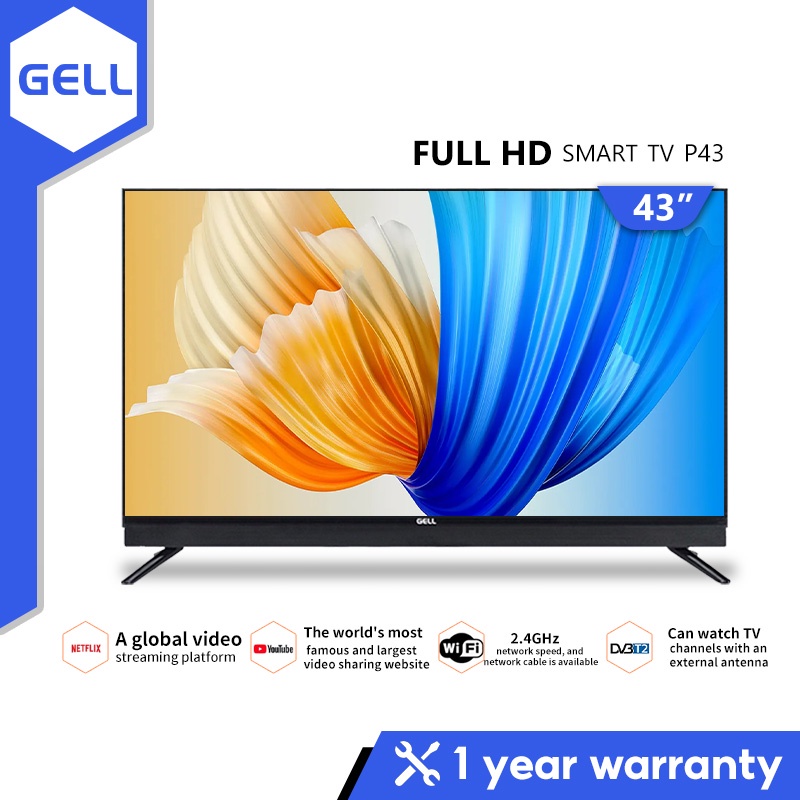 GELL Smart TV 43 inch LED TV With Android / MYTV/WIFI | Shopee Malaysia