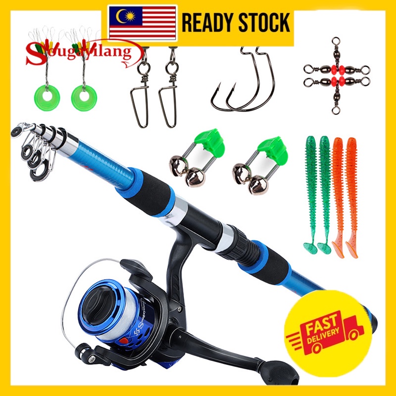 Sougayilang Telescopic Fishing Rod + 5.2:1 Spinning Fishing Reel With ...