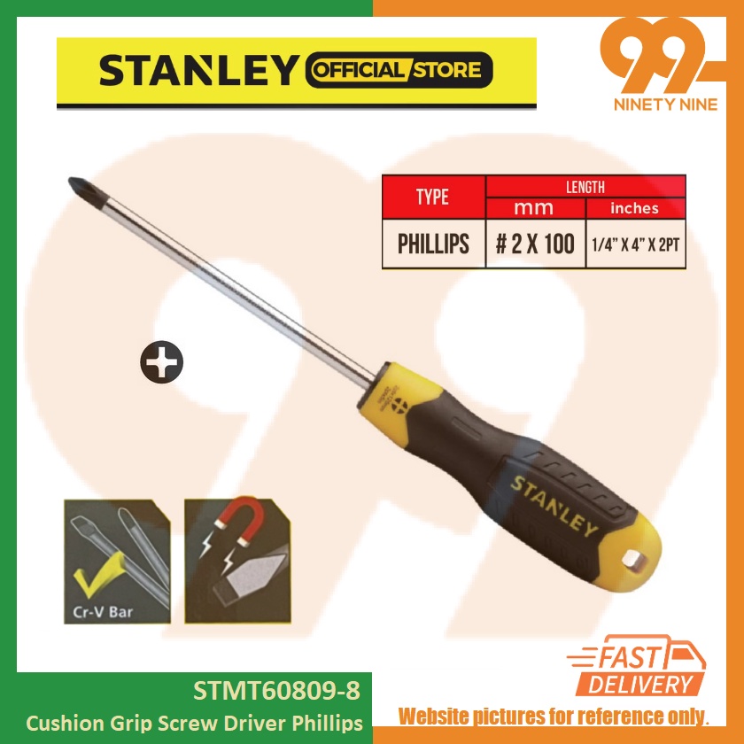 STANLEY (+) Cushion Grip Screw Driver Phillips / Pemutar Skru (PH2 x ...
