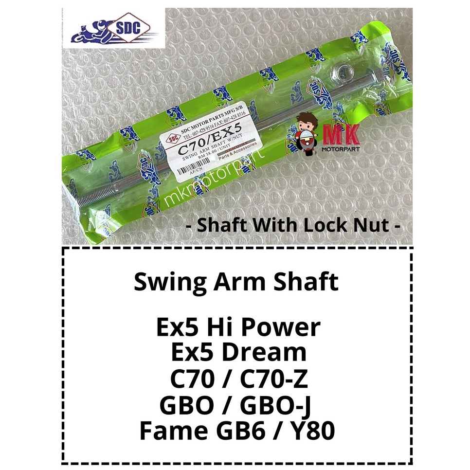 (SDC) SWING ARM SHAFT Honda EX5 / C70 / Dream / GBO / GBOJ / FAME / Yamaha Y80 Rear Fork Shaft ...