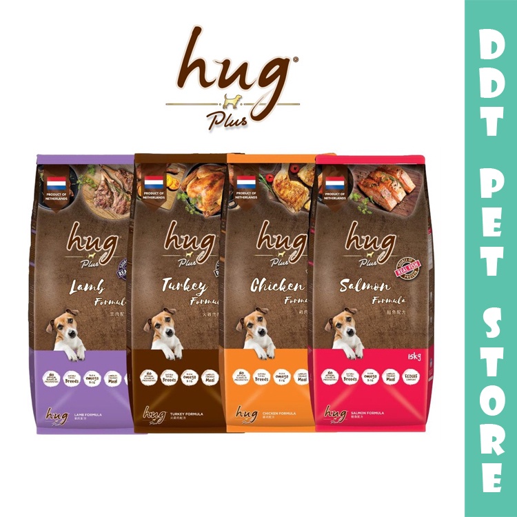 Hug Plus Dog Dry Food 15kg-Dog Food ( Chicken , Lamb , Salmon , Turkey ...