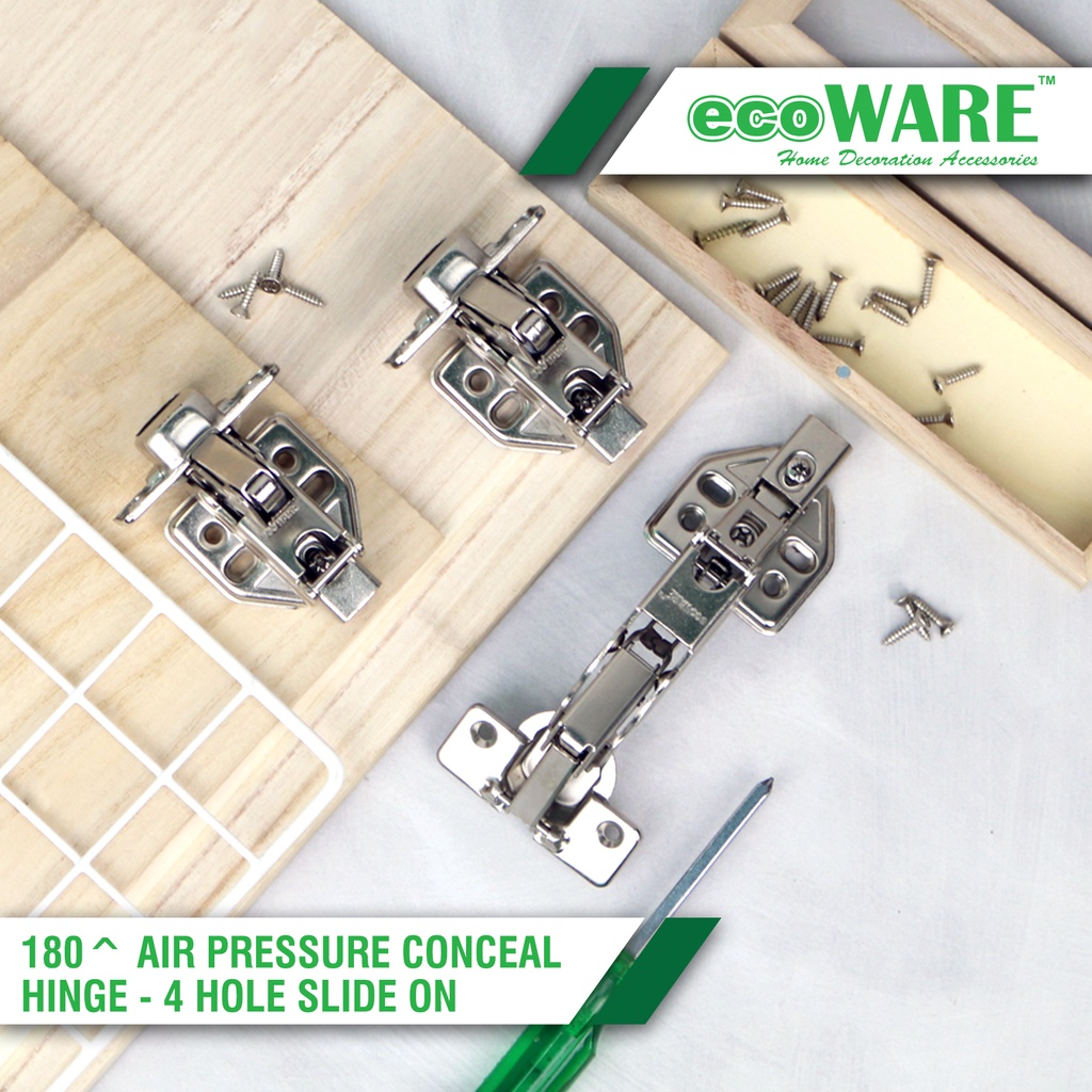 ecoWARE 180 Degree Air Pressure Conceal Hinge 4 Hole Slide On Concealed Door Hinge Kitchen ...