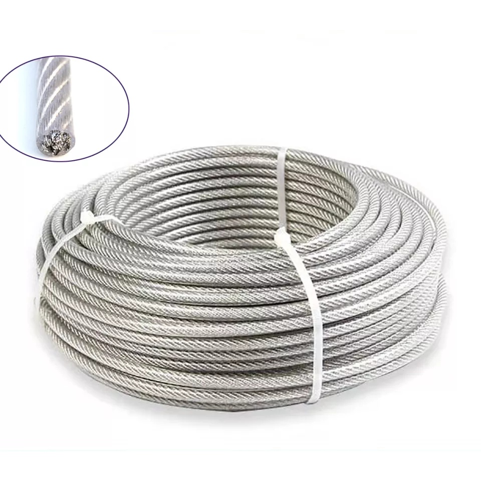 ( Clear Black Red PVC )1-10mm 1.5 2mm 3mm 4mm 5mm 6mm 304 Stainless Steel Wire Rope Sling ...