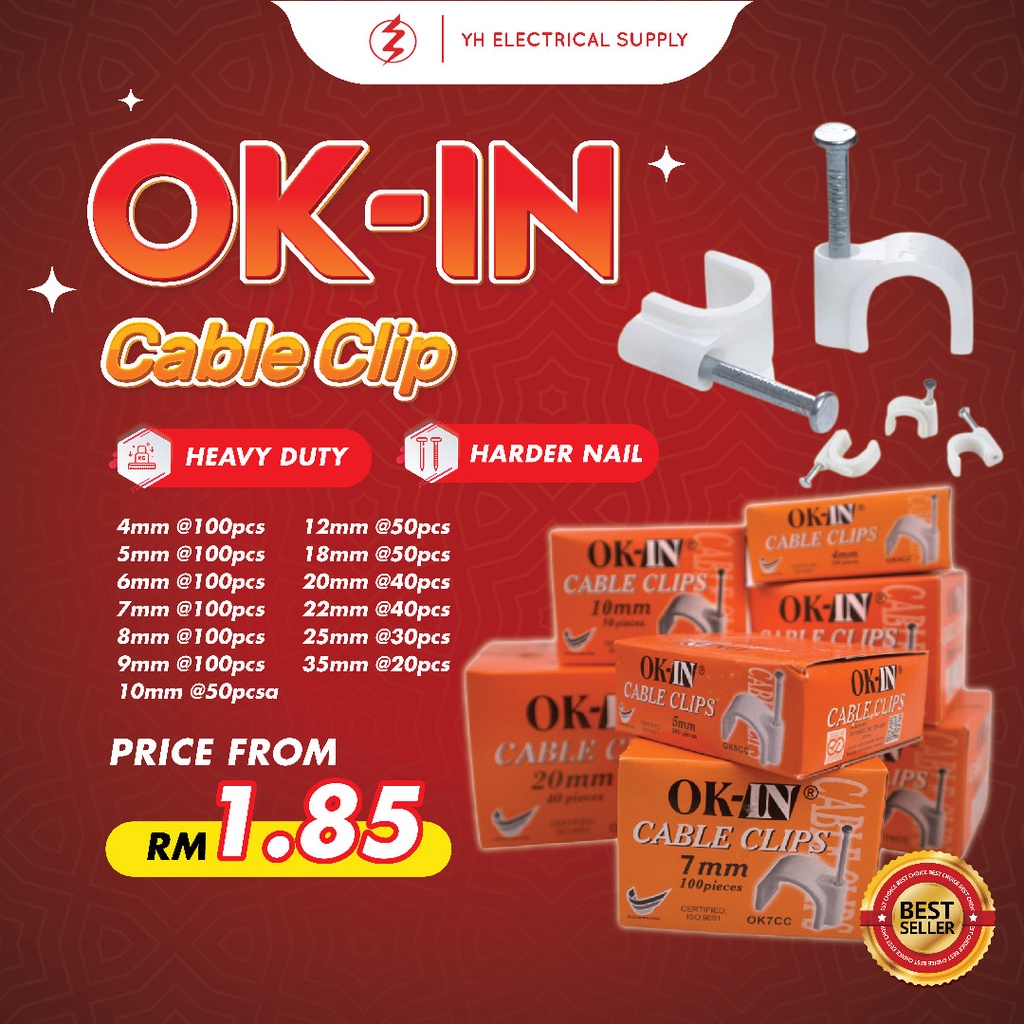 1 Box OK-IN Cable Nail Clips Wire Clips Cable Clip Nail-in Wire Nail ...