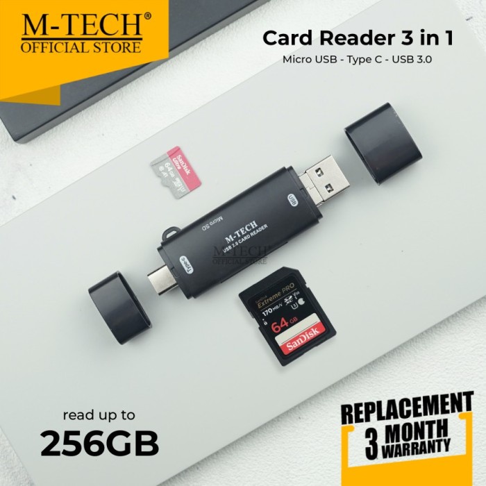 Mtech CARD READER CR30 MICRO USB 3in1 USB C 3.0 SD CARD OTG - Official ...